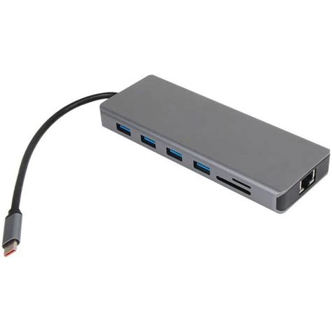Cu4706 Адаптер переходник Usb Хаб Док станция 13 в 1 Vcom Type C 4k 60hz 2 Hdmi 2 0