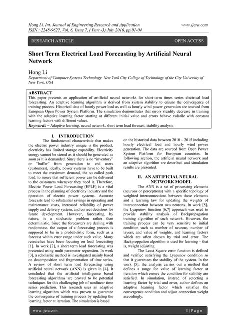 short term electrical load forecasting by artificial neural network pdf