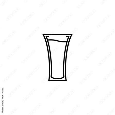 Soft Drink Glass Icon With Full Filled With Water On White Background