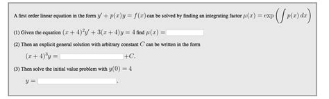 solved part a a first order linear equation in the form y
