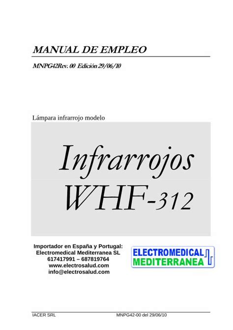 Pdf Lámpara Infrarrojo Modelo Infrarrojos Whf 312 · Instrucciones De
