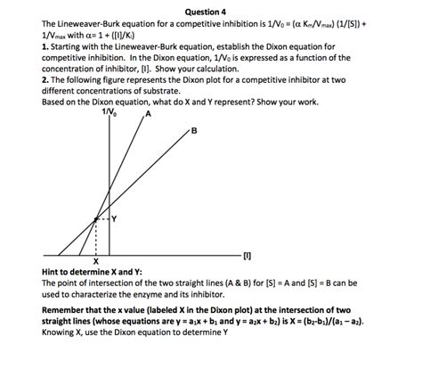 Solved Question 4 The Lineweaver Burk Equation For A