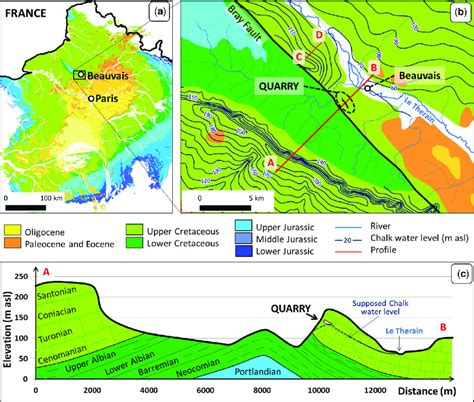 A Geological Map Of The Paris Basin B Geological Map Around The