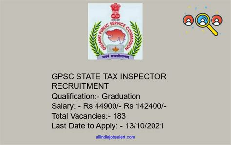 Gpsc State Tax Officer Recruitment 2021 Apply Online For 183 Posts