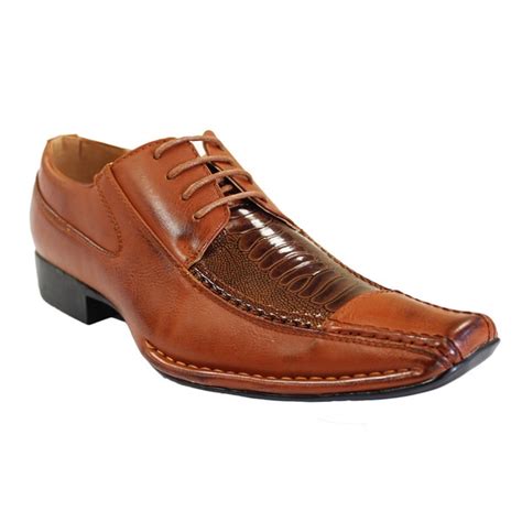 Shop Mens Faux Leather Square Toe Lace Up Oxford Dress Shoes Free Shipping Today Overstock