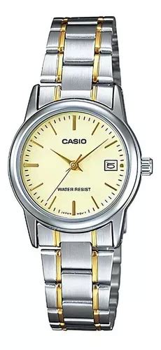 Reloj Casio De Dama Modelo Ltp V002 Combinado Barras Color De La Correa