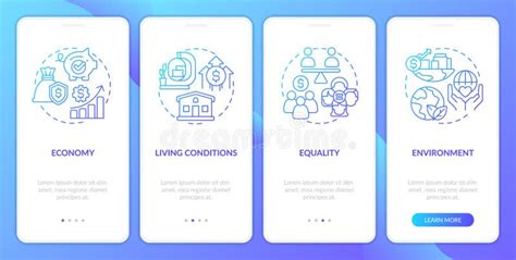 Elements Of Inclusive Growth Index Blue Gradient Onboarding Mobile App Screen Stock Vector