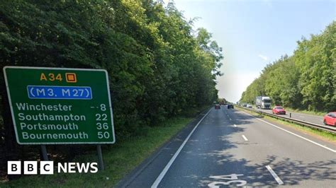 Overturned Lorry Shuts A34 Near Winchester Bbc News