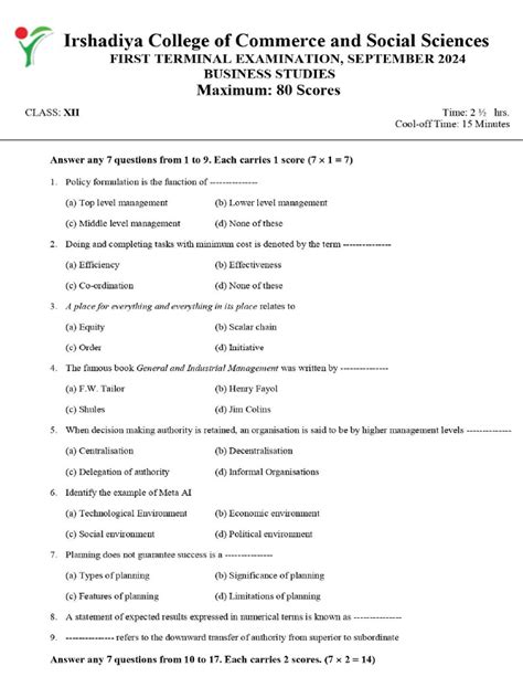 02 Plus Two Business Studies Final Pdf