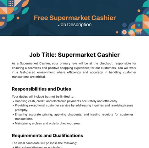 Supermarket Cashier Job Description Template Edit Online And Download
