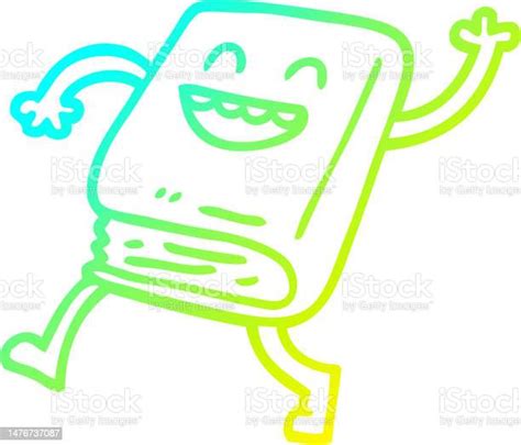 Dessin Au Trait Dégradé Froid Dun Livre De Dessin Animé Agitant