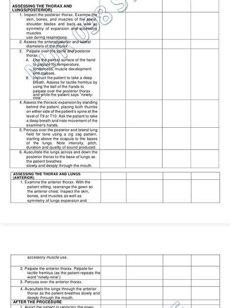 ASSESSING THE THORAX AND LUNGS POSTERIOR 1 StudyX