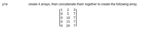Solved Reate Arrays Then Concatenate Them Together To Chegg