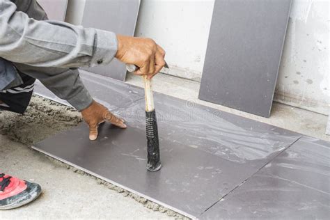 Worker Tiled Stock Image Image Of Installation Tiling 44553151