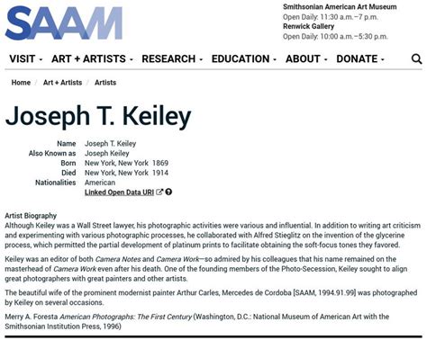 Smithsonian American Art Museum Joseph T Keiley Handout For 9th