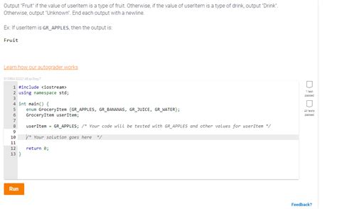 Solved Output Fruit If The Value Of Userltem Is A Type Of