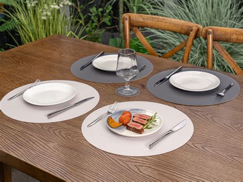 Myir JUN Round Table Placemats Set Of 6 Faux Leather Place Mats And