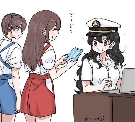 Kaga Akagi And Female Admiral Kantai Collection Drawn By Rinrin