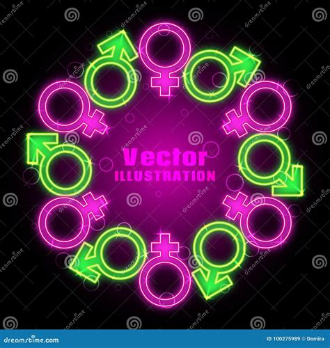 Circle Of Neon Signs Of Venus And Mars Sex Symbols Gender Icons Male And Female Sex Symbol Circle Of Neon Signs Of Venus And Mars Sex Symbols Gender Icons Male And Female Sex Symbol