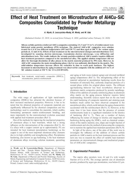 Pdf Effect Of Heat Treatment On Microstructure Of Al4cu Sic