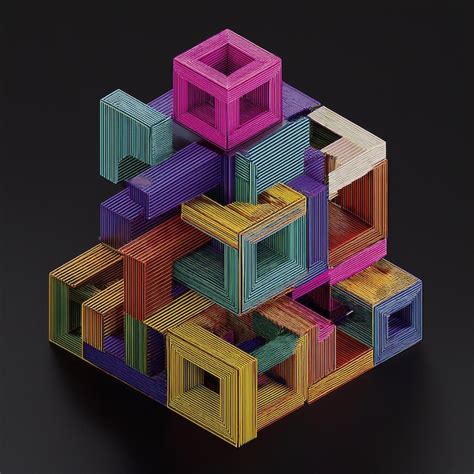 Abstract Geometric Blocks On Dark Background 3d Render Premium Ai Generated Image