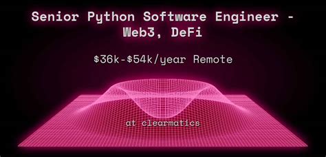 Senior Python Software Engineer Web3 Defi 36k 54k Remote At Clearmatics