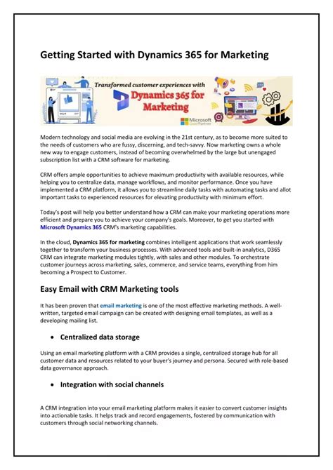 Ppt Getting Started With Dynamics 365 For Marketing Powerpoint