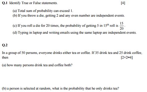 Solved Identify True Or False Statements Total Sum Of Chegg Com