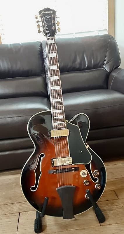 Ibenez 7 String Jazz Guitar 2014 Tobacco Sunburst Reverb