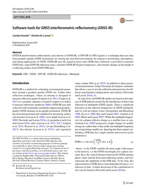Software Tools For Gnss Interferometric Reflectometry Gnss Ir Pdf