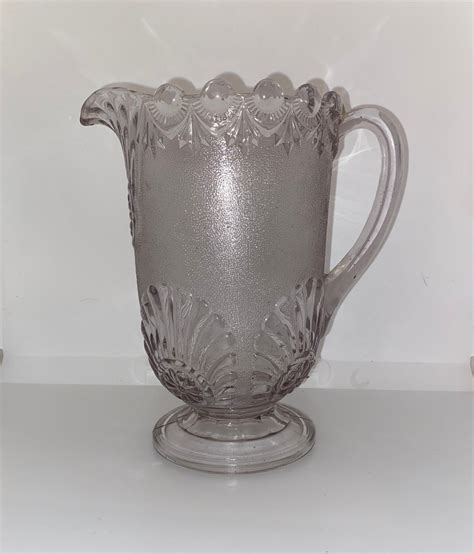 Antique Westmoreland Shell And Jewel Clear Stippled Pitcher