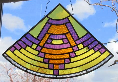 Multi Colored Triangular Stained Glass 11 X 155 Etsy