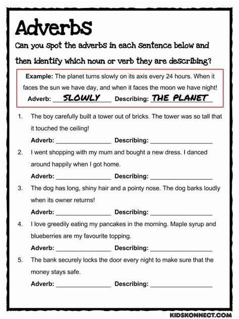 Free Printable Adverb Worksheets
