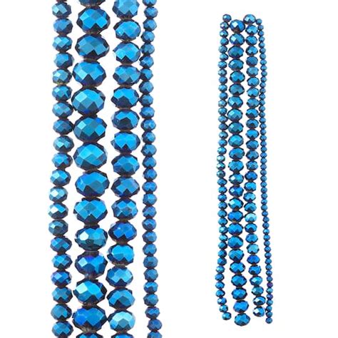 Sapphire Aurora Borealis Faceted Glass Round Beads By Bead Landing