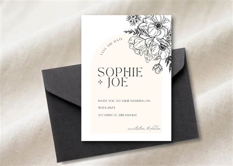 Editable Printable Digital Template Minimalist Save The Date