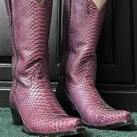 Corral Shoes Customwomenspurple Full Python Woven Cowgirl Boots