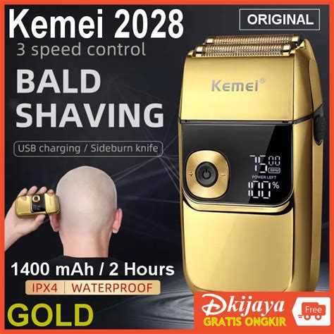 Jual KEMEI KM Original Gold Hair Shaver Alat Cukur Jenggot Kumis Trimmer KM LCD