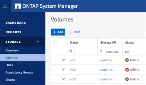 Volumes From Mc Svm Are Seen In Onlineoffline State On Ontap System Manager Netapp Knowledge