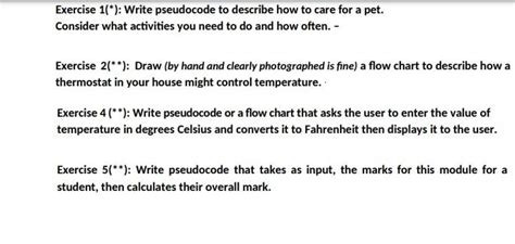 Solved Exercise 1 Write Pseudocode To Describe How To