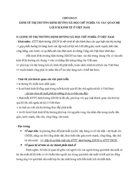 Lt Ktct Chuong 5 Tom Tat Ly Thuyet Ktct Chuong 5 Kinh TẾ ThỊ TrƯỜng