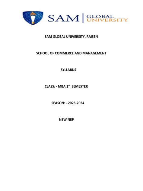 Mba Syllabus All Semesters Download Free Pdf Statistics Marketing