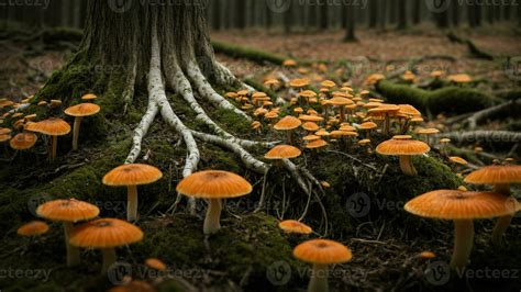 AI Generated Detail The Symbiotic Relationship Between Fungi And Tree