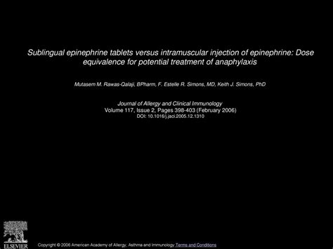 Sublingual Epinephrine Tablets Versus Intramuscular Injection Of