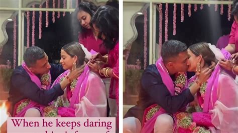 Viral Video Of Indian Couple Kissing During Wedding Ceremony In Mandap