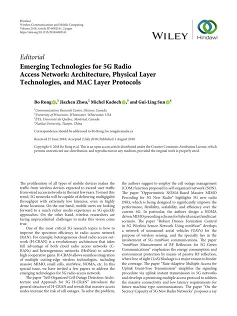 Pdf Emerging Technologies For 5g Radio Access Network Architecture