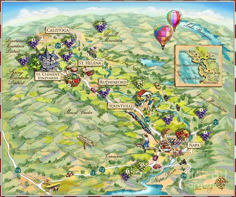 Napa Valley Illustrated Map By Maria Rabinky In 2021 Illustrated Map