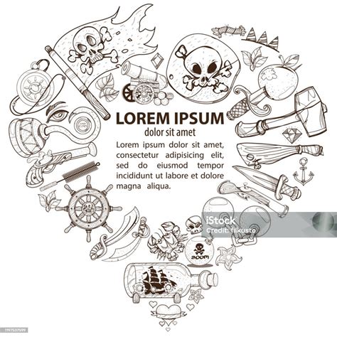 해적 테마에 그림 프레임입니다 어린이 게임과 상품의 다양한 디자인 만화 스타일의 재미있는 캐릭터 검에 대한 스톡 벡터 아트 및 기타 이미지 Istock