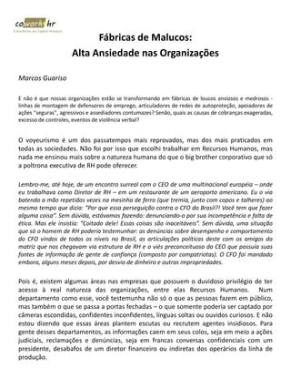 Fábricas de Loucos Alta Ansiedade nas Organizações PDF