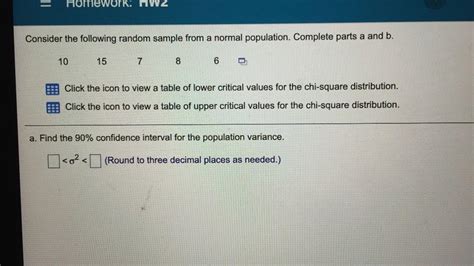 Solved Homework Consider The Following Random Sample From Chegg