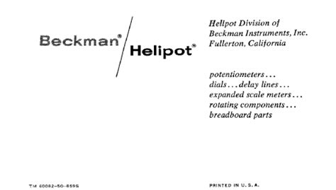 Helipot Precision Potentiometer Radio Part Beckman Instruments
